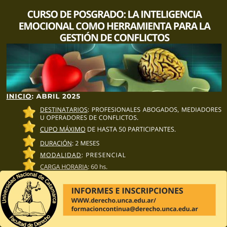CURSO DE POSGRADO “LA INTELIGENCIA EMOCIONAL COMO HERRAMIENTA PARA LA ...